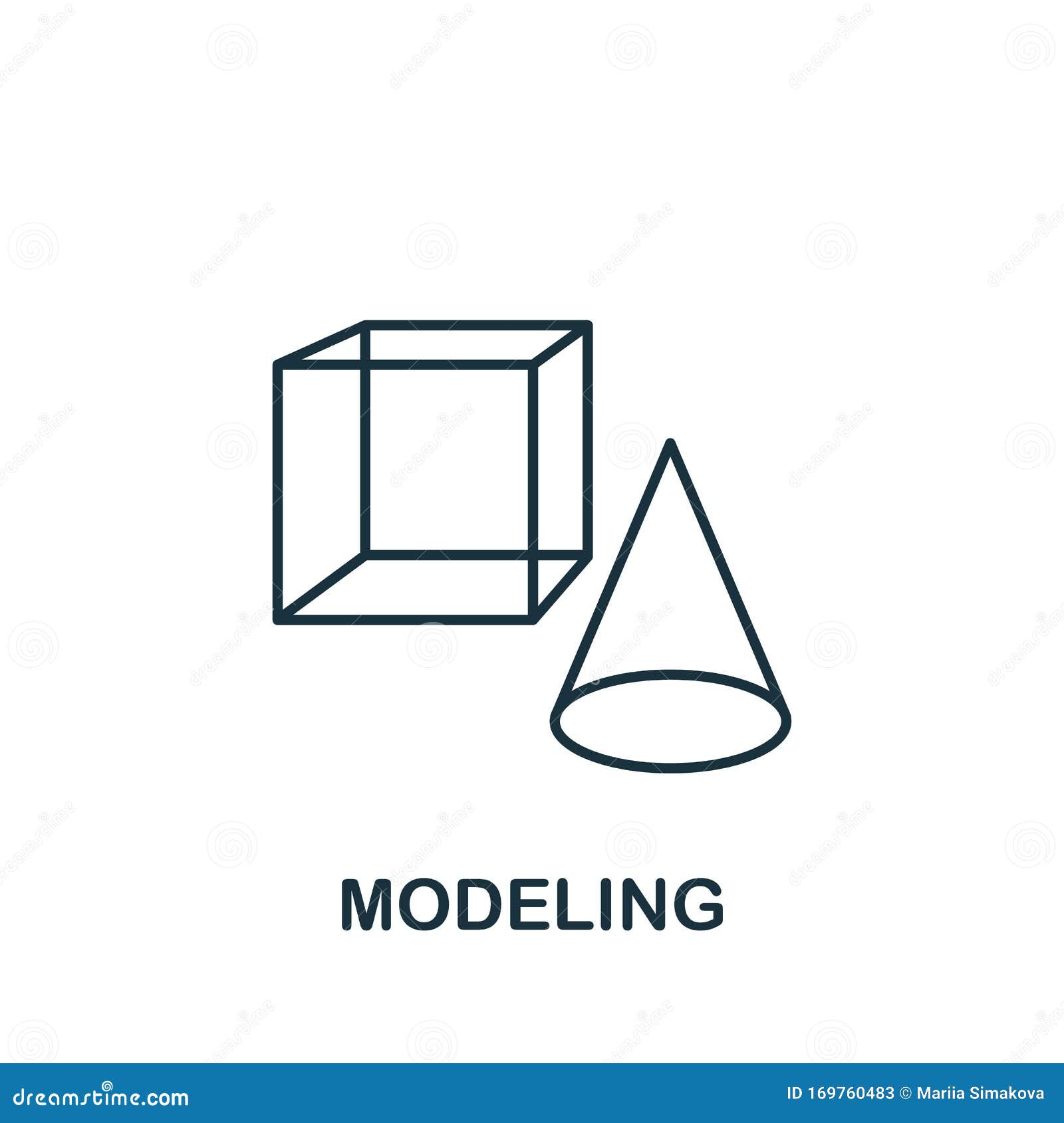 Modeling Icon. Simple Line Element Modeling Symbol for Templates, Web ...