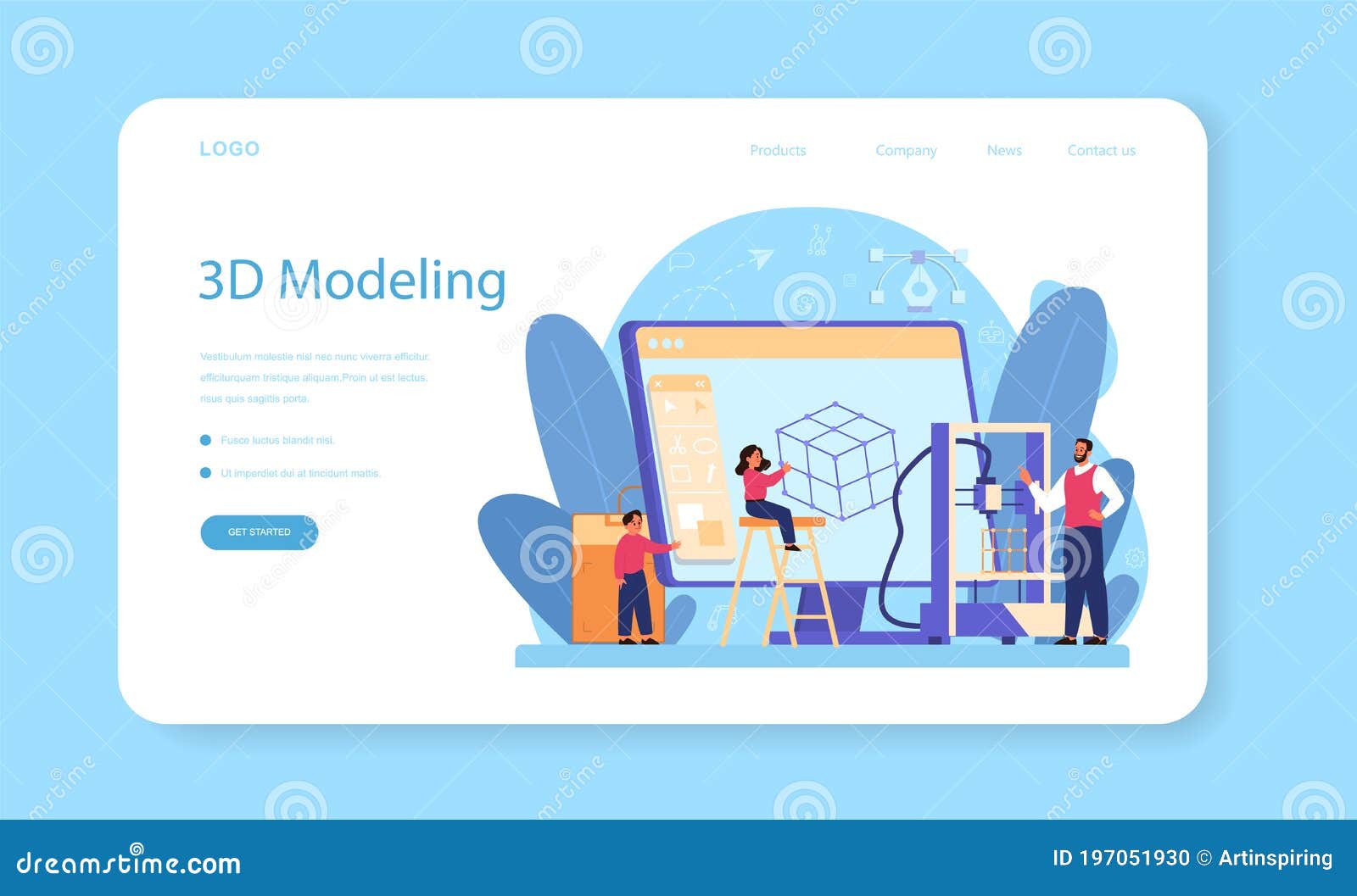 Modeling School Subject Web Banner or Landing Page. Stock Vector ...