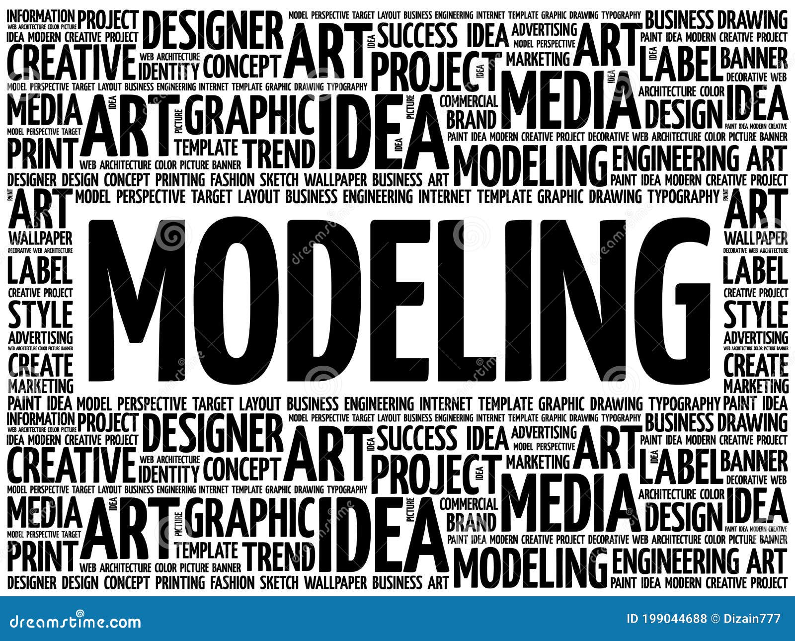 MODELING word cloud stock illustration. Illustration of fashion - 199044688