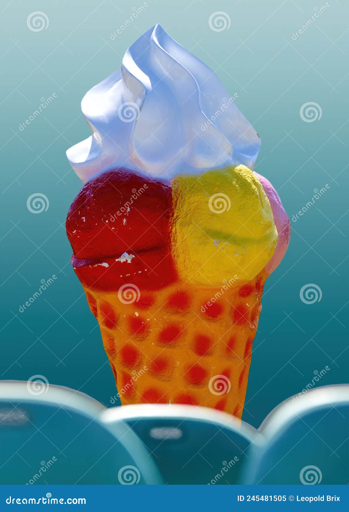 Model of a cornet with ice stock image. Image of advertising - 245481505