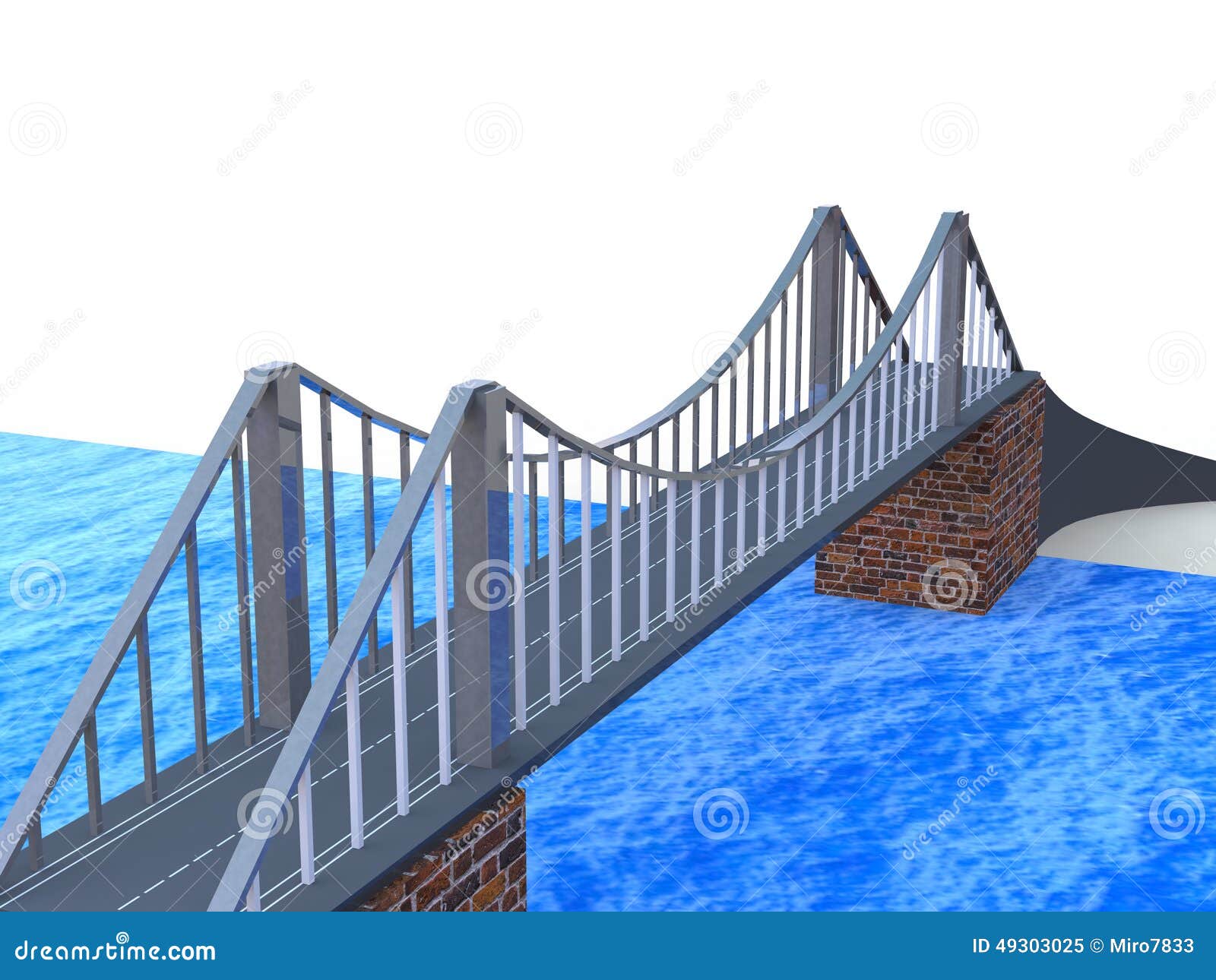 Modell för bro 3d stock illustrationer. Illustration av horisont - 49303025