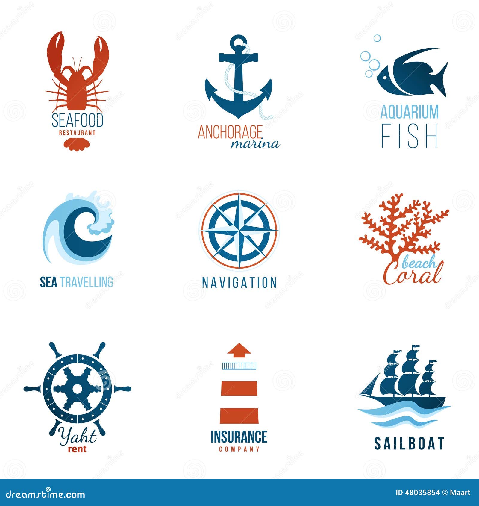 Modelli Di Logo Di Tema Del Mare Illustrazione Vettoriale ...