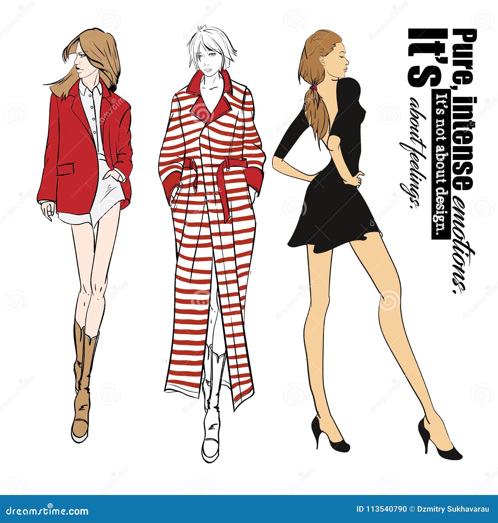 Modelli Di Moda Alla Moda Schizzo Alla Moda Delle Ragazze Illustrazione ...