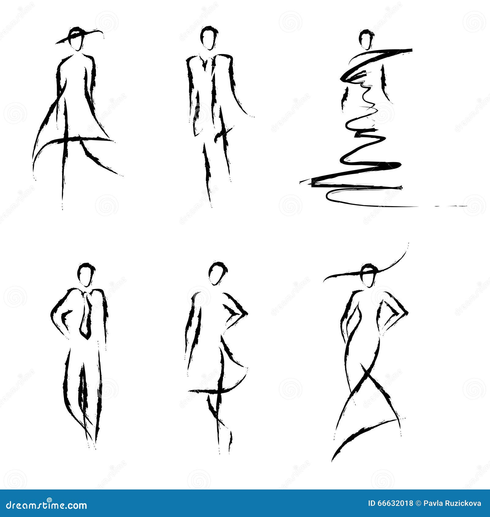 Modelli di moda di schizzo illustrazione vettoriale. Illustrazione di ...