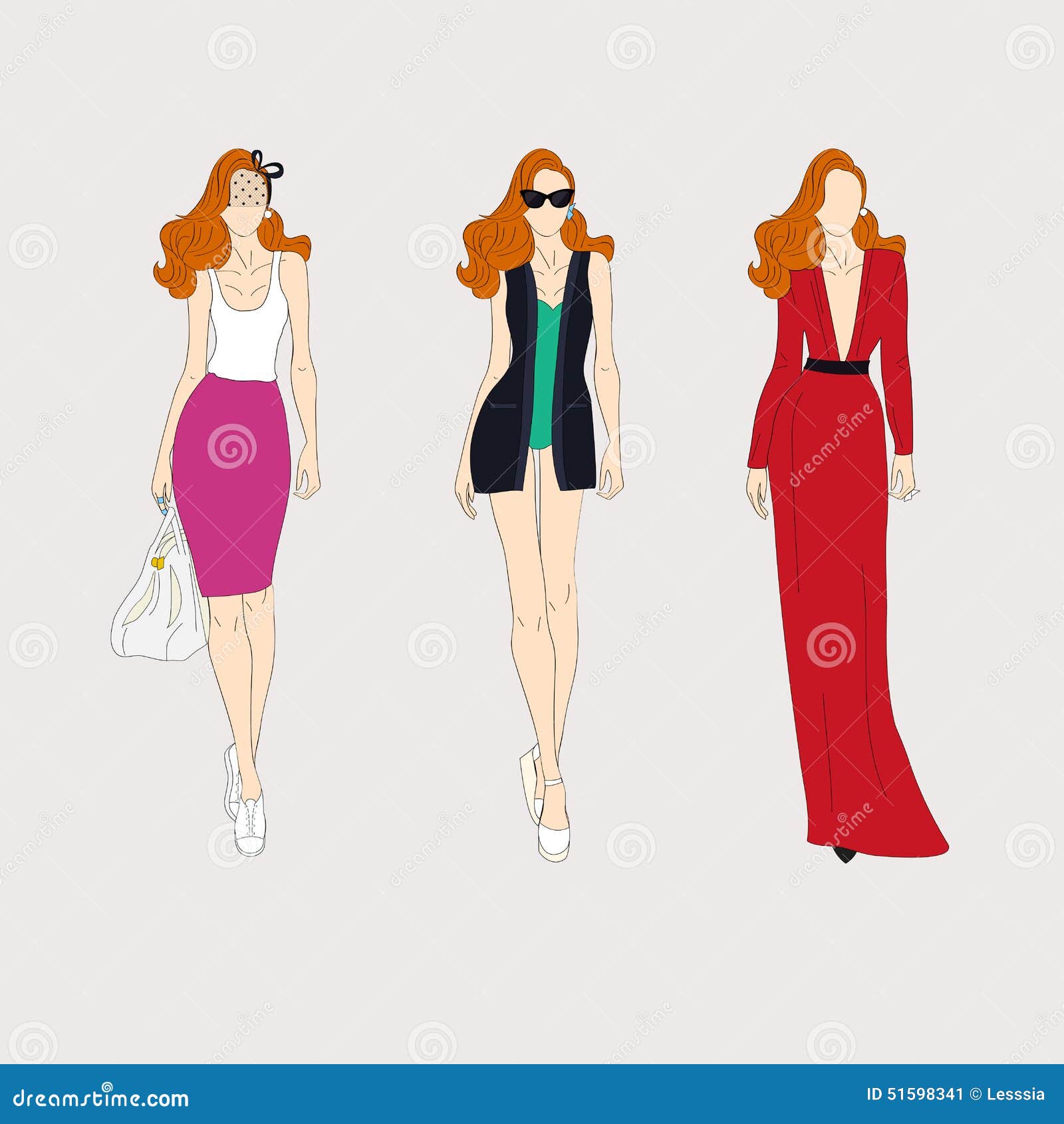 Modelli Di Moda Disegnati a Mano Illustrazione Vettoriale ...