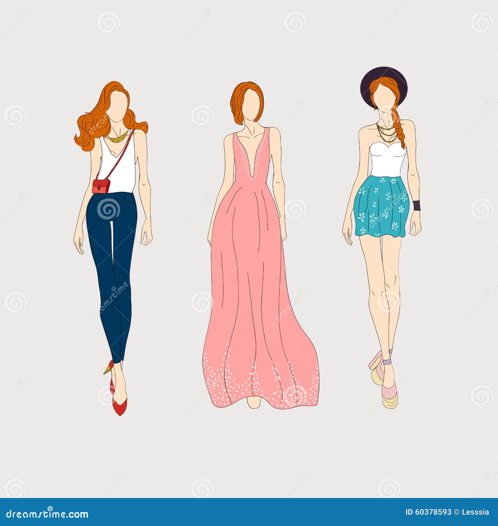 Modelli Di Moda Disegnati a Mano Illustrazione Vettoriale ...
