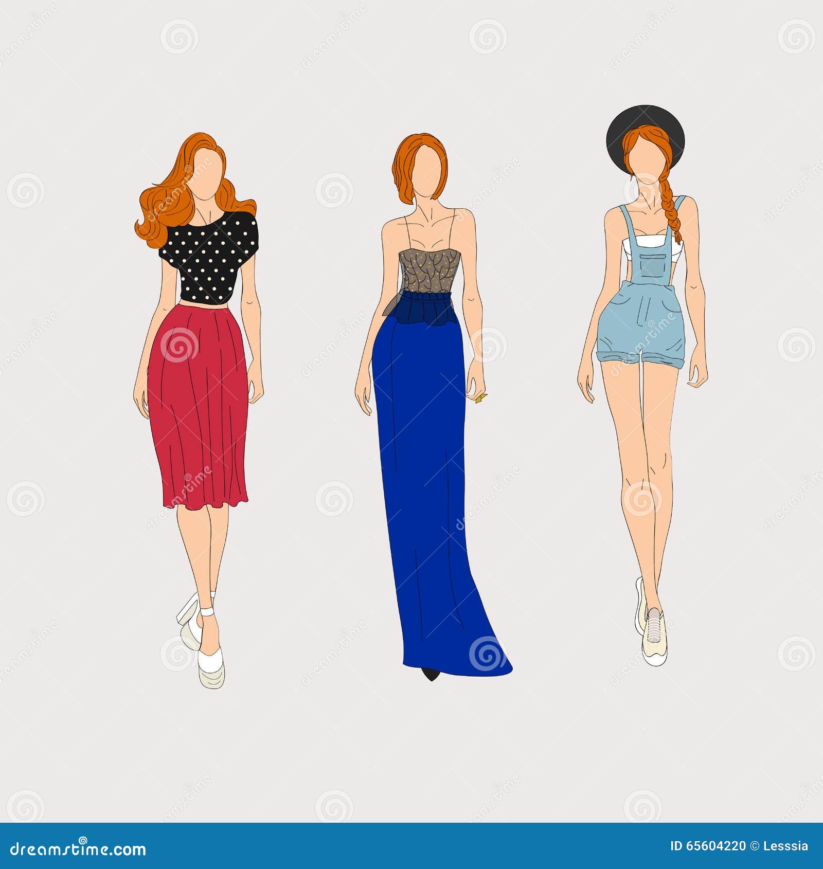 Modelli Di Moda Disegnati a Mano Illustrazione Vettoriale ...