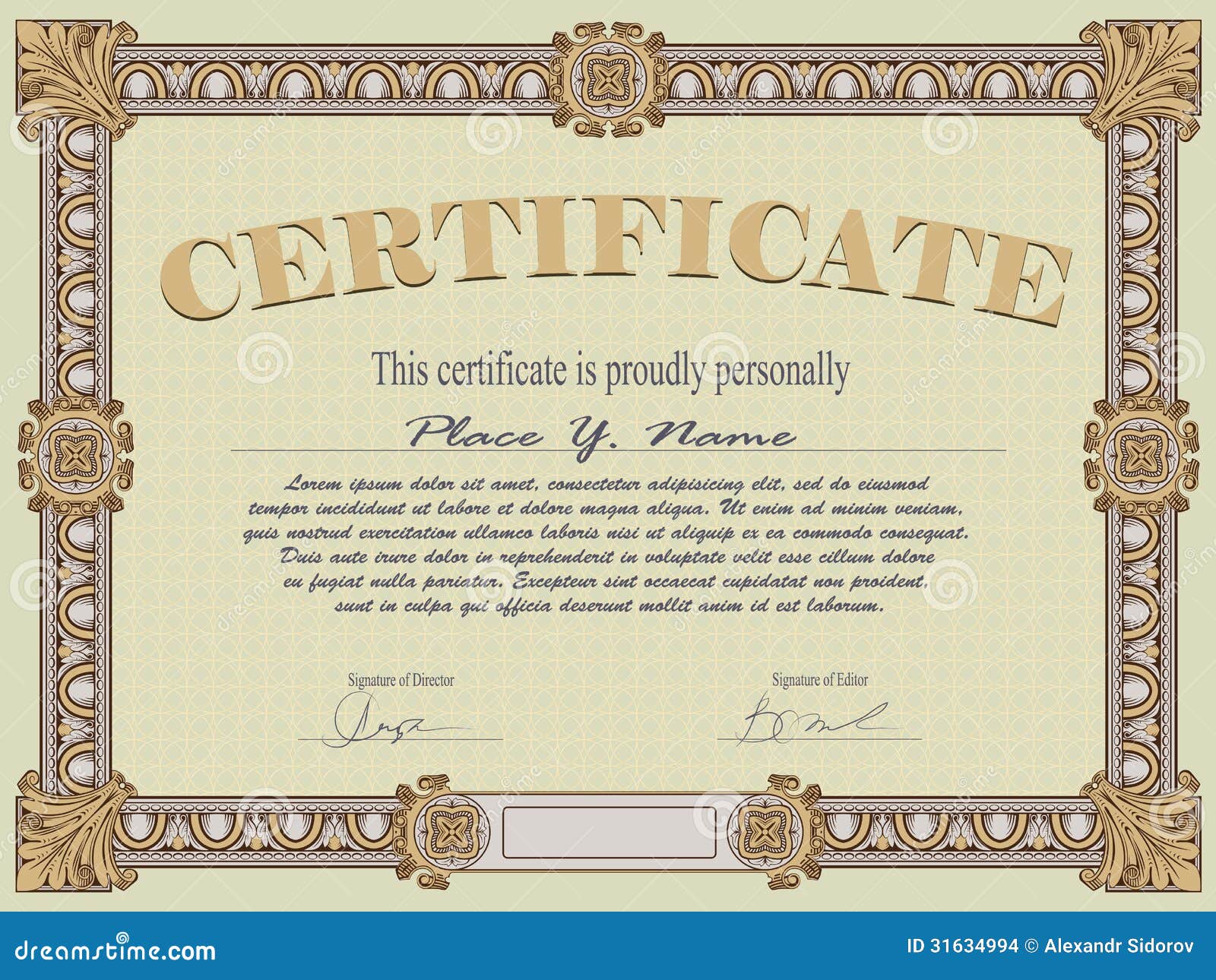 Modello del certificato illustrazione vettoriale. Illustrazione di ...