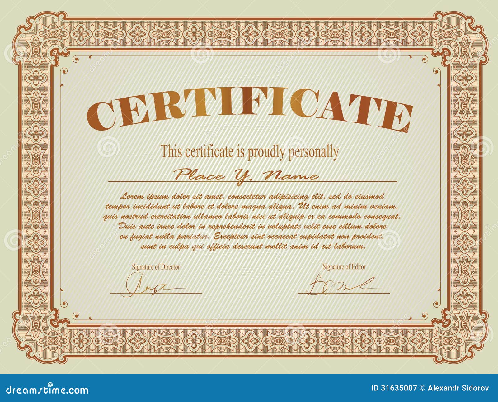 Modello del certificato illustrazione vettoriale. Illustrazione di ...