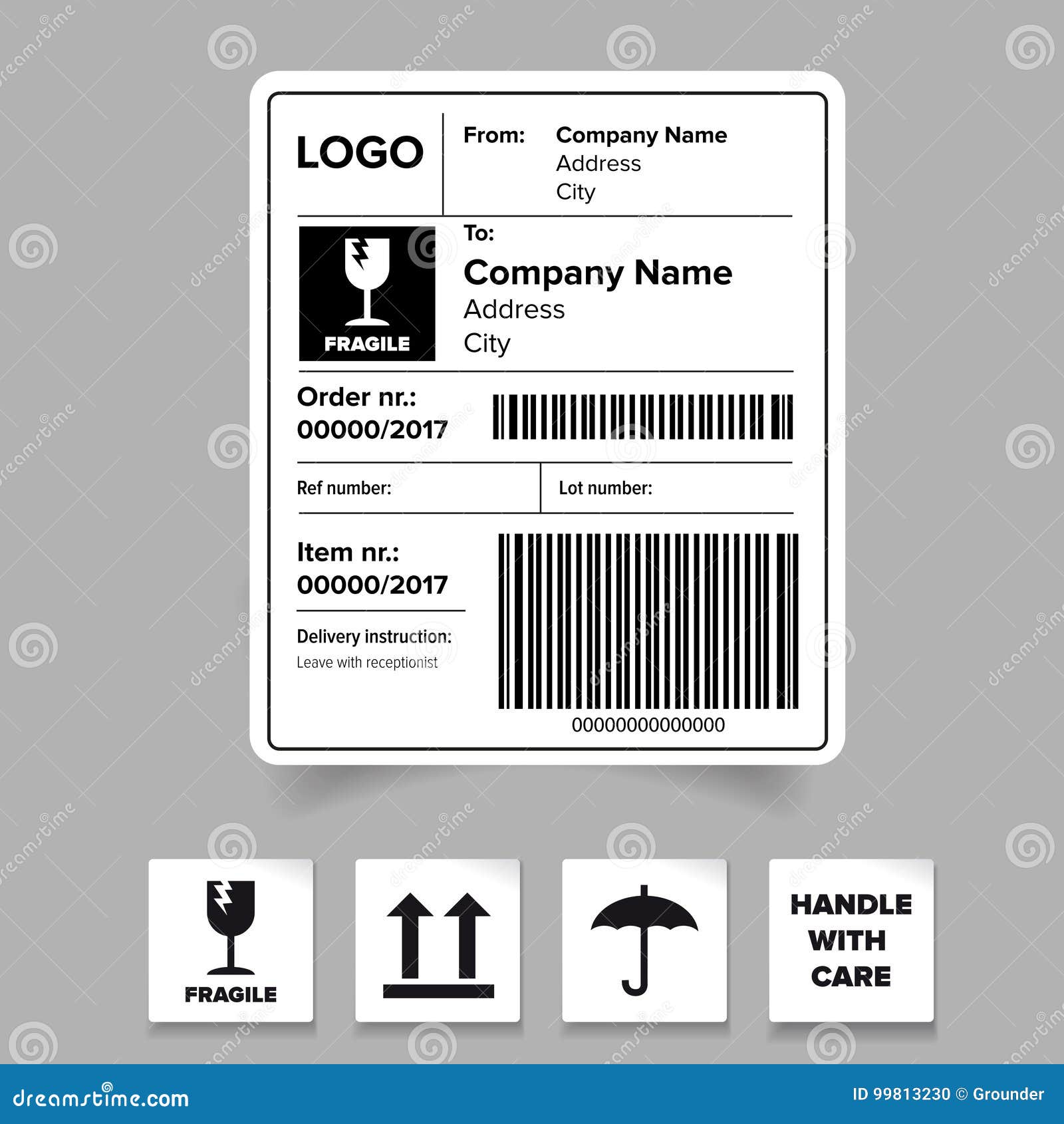 Modello Del Codice a Barre Dell'etichetta Di Trasporto Illustrazione ...