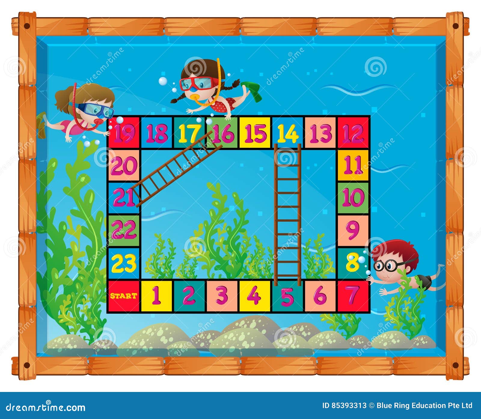 Modello Del Gioco Con I Bambini Sotto Il Mare Illustrazione Vettoriale - Illustrazione di ...