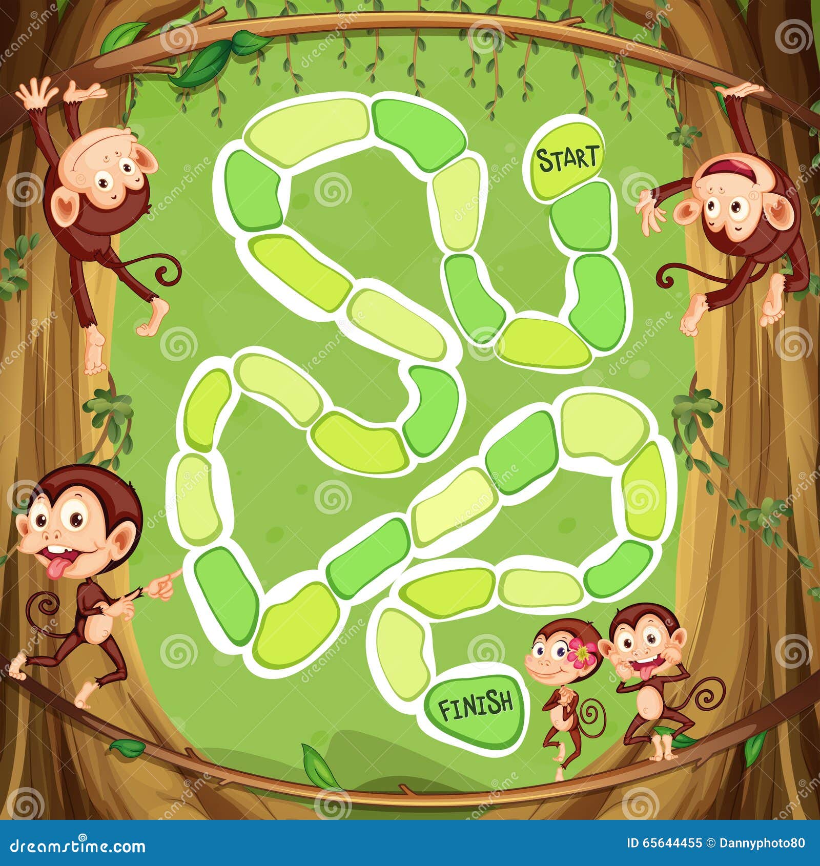 Modello Del Gioco Con Le Scimmie Sull'albero Illustrazione Vettoriale ...