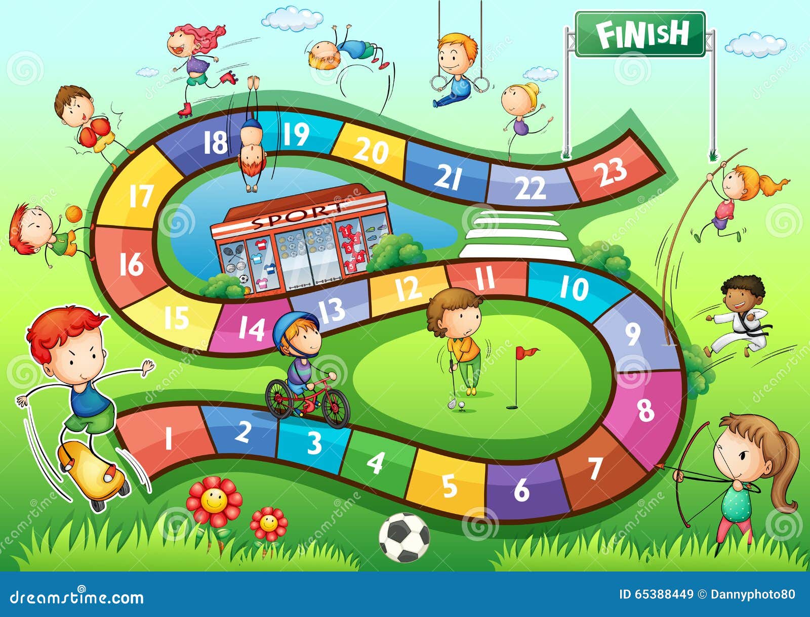 Modello Del Gioco Da Tavolo Con Il Tema Di Sport Illustrazione ... Modello Del Gioco Da Tavolo Con Il Tema Di Sport Illustrazione ...