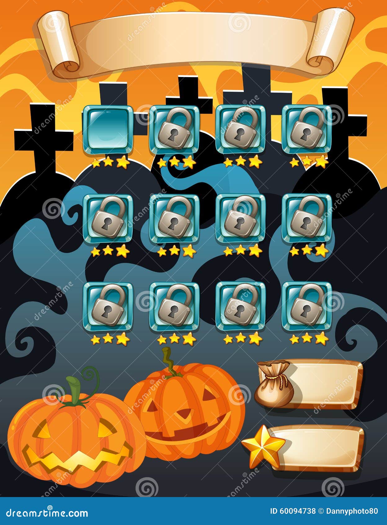Modello Del Gioco Di Computer Con Il Tema Di Halloween Illustrazione ... Modello Del Gioco Di Computer Con Il Tema Di Halloween Illustrazione ...