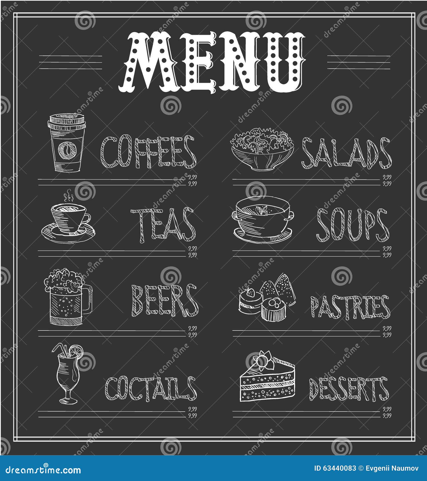 Modello Del Menu Della Lavagna Di Alimento E Delle Bevande ...