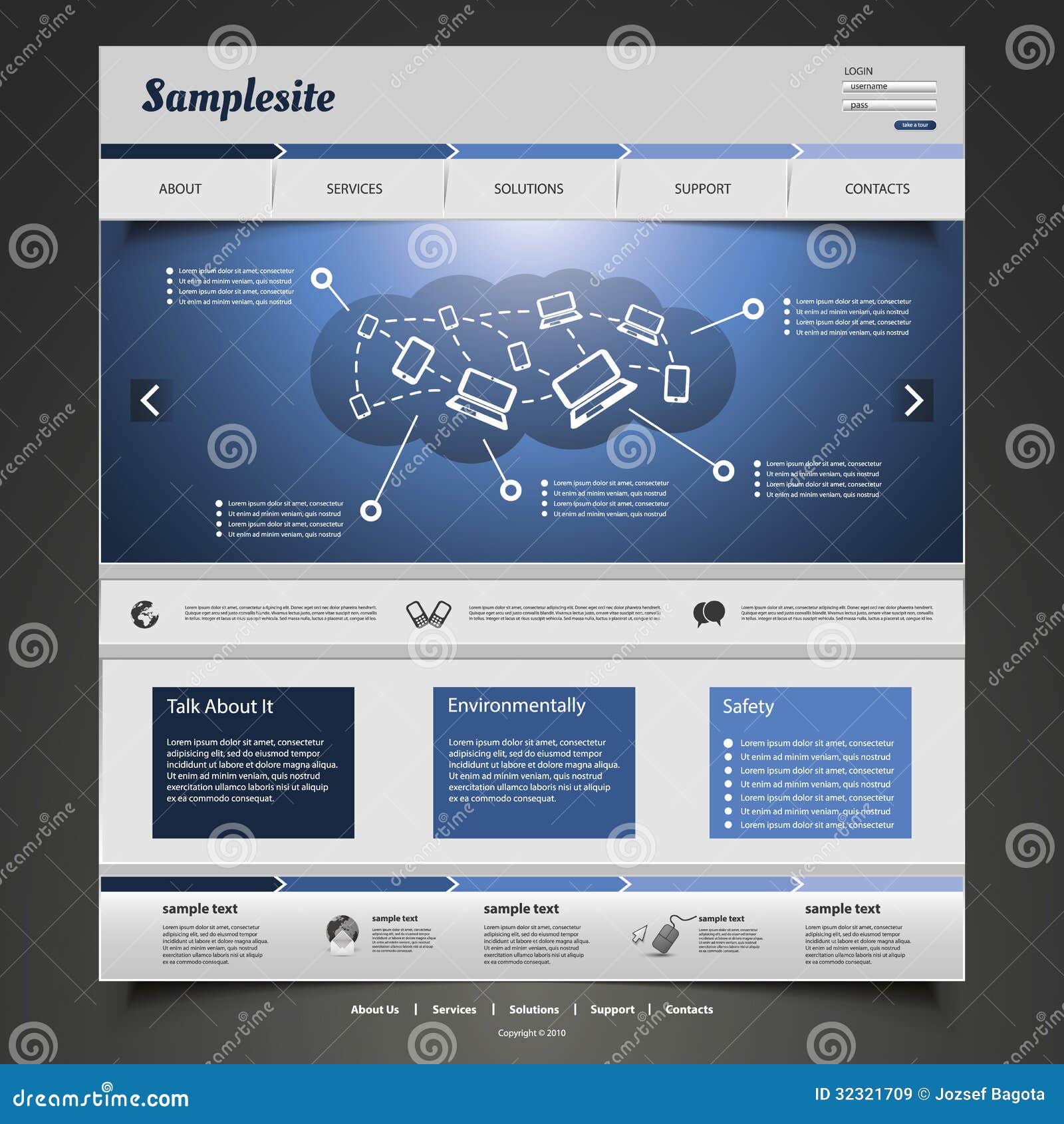 Modello del sito Web illustrazione vettoriale. Illustrazione di ...