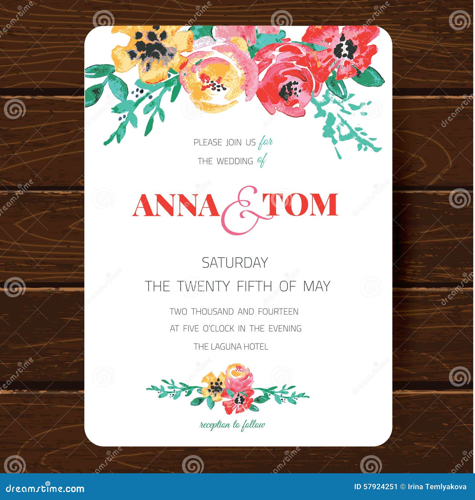 Modello Della Carta Dell'invito Di Nozze Illustrazione Vettoriale ...