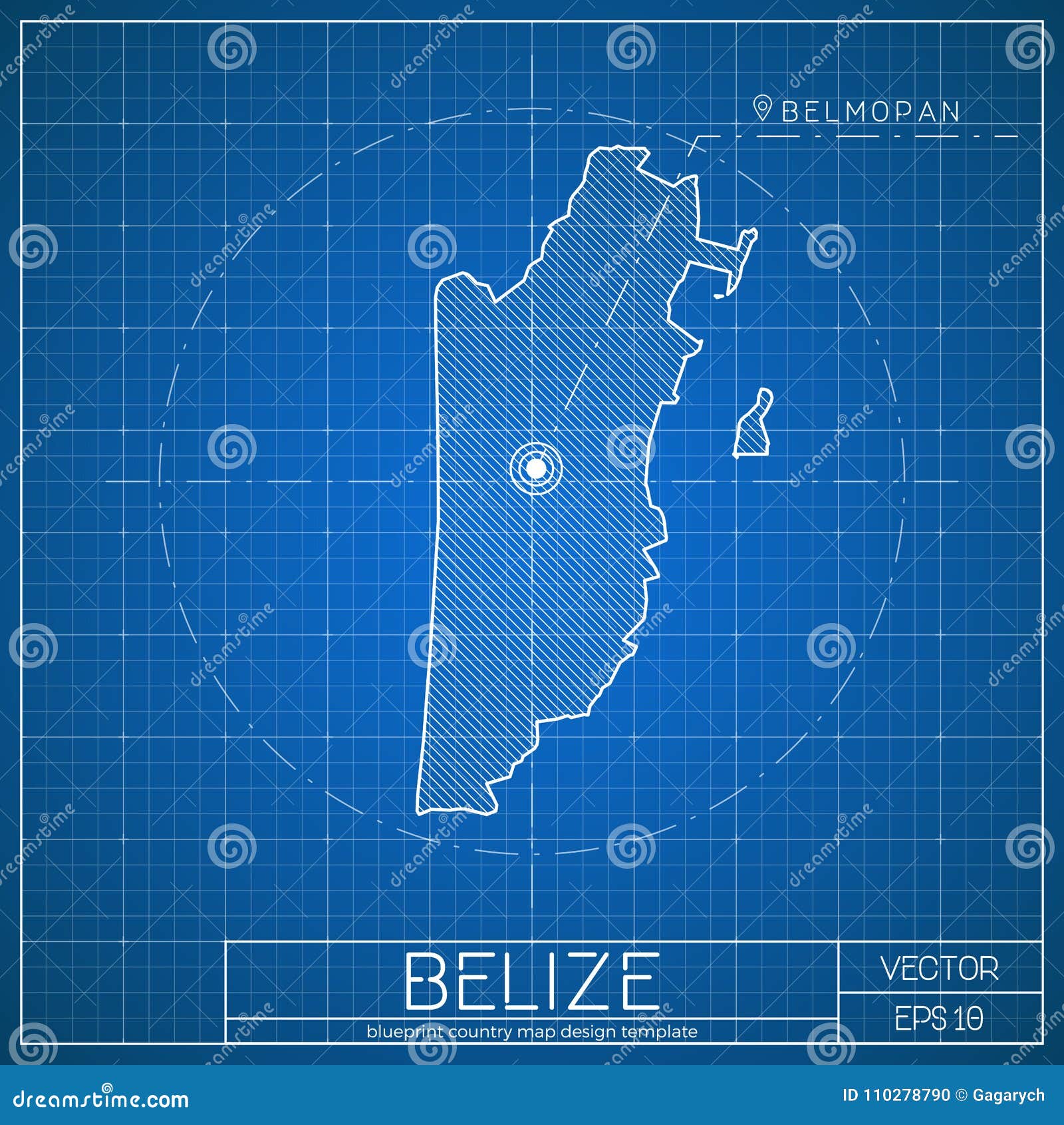 Modello Della Mappa Del Modello Di Belize Con La Capitale Illustrazione ...