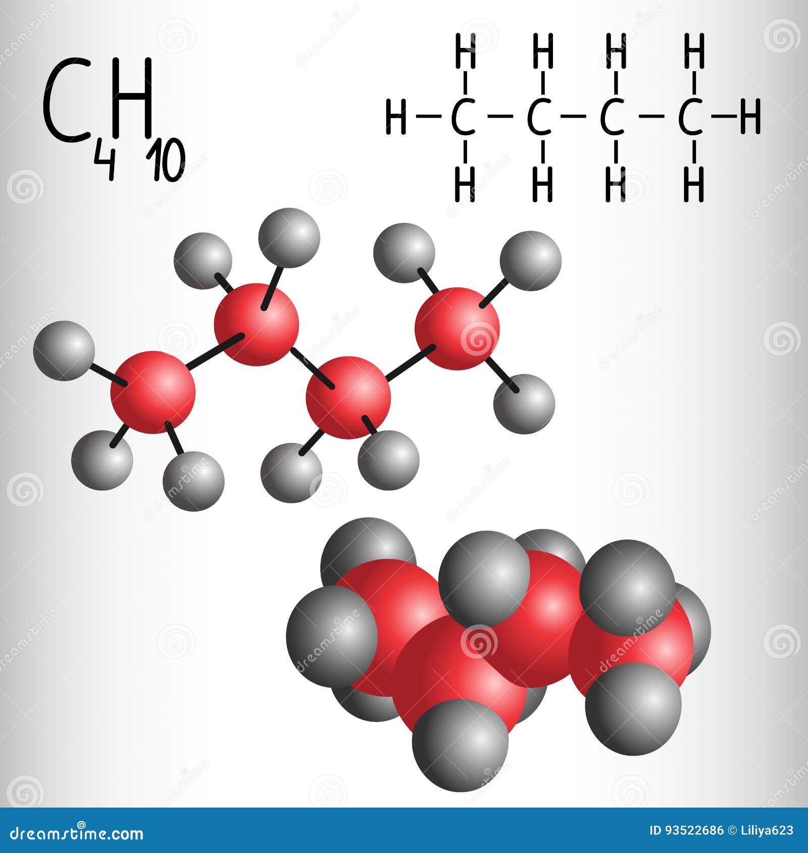 Modello Della Molecola E Di Formula Chimica Di Butano C4H10 ...