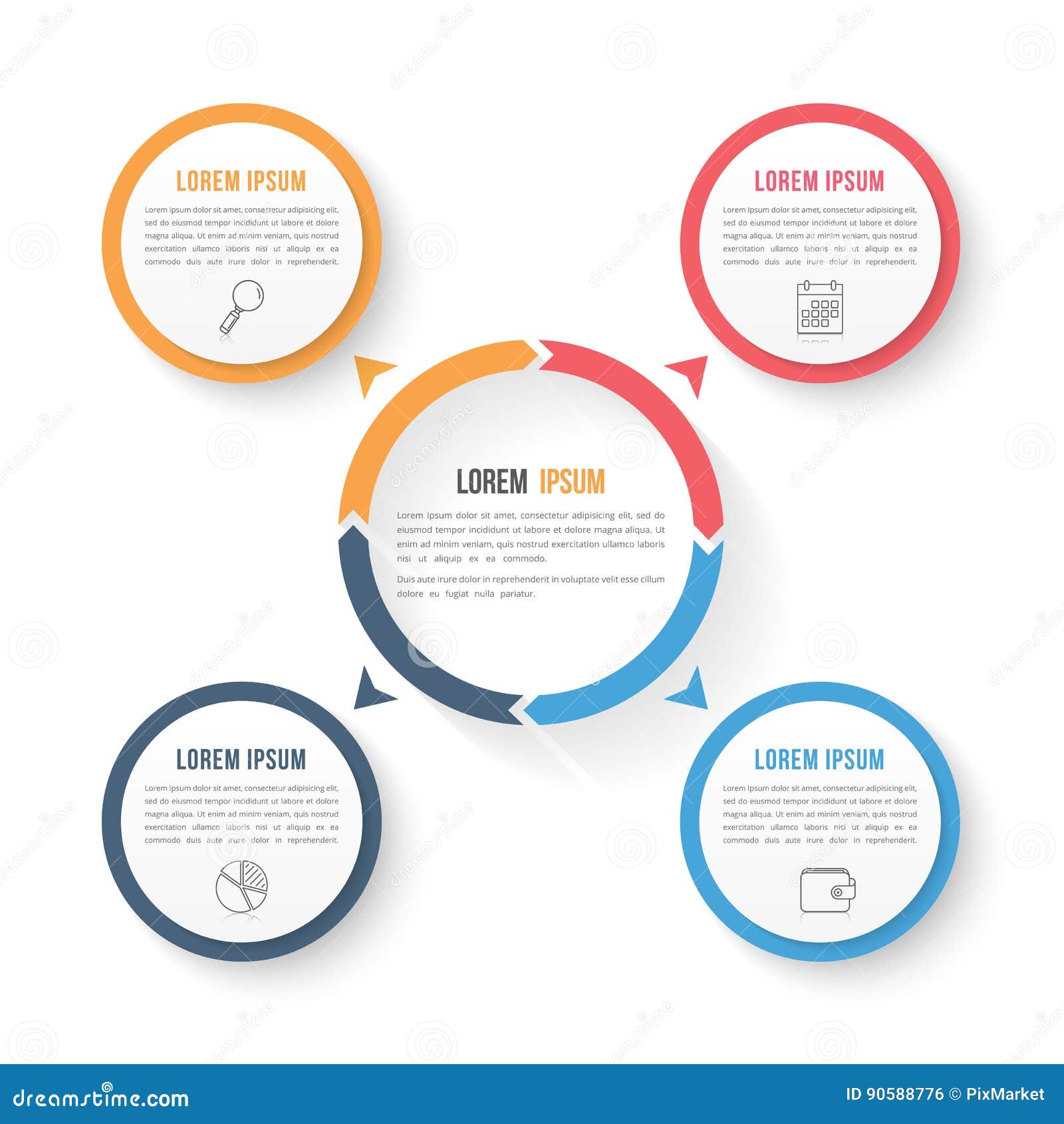 Modello Di Infographic Del Cerchio Con Tre Elementi Illustrazione ...