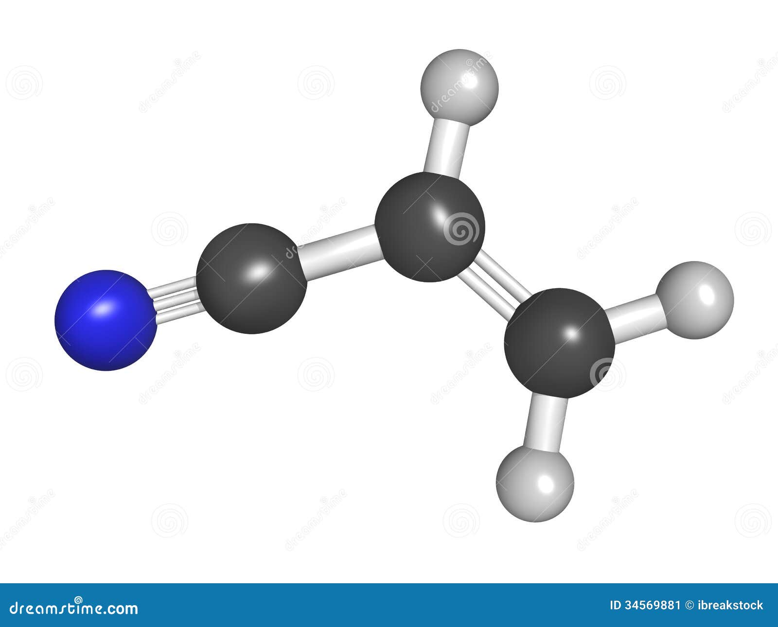 Modello Di Palla E Di Bastone Della Molecola Dell'acrilonitrile ...