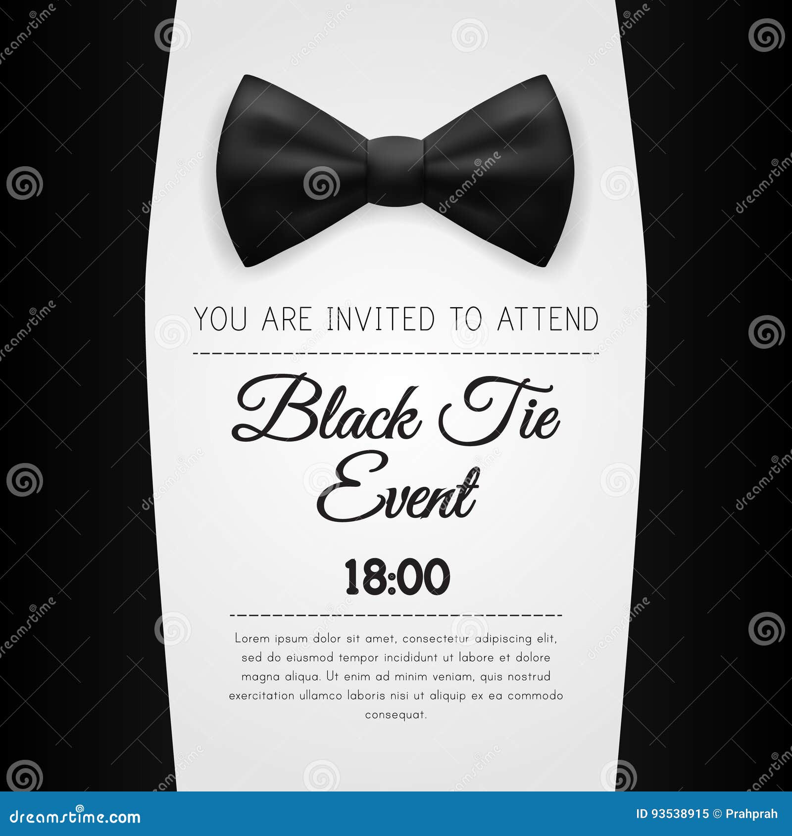 Modello Elegante Dell'invito Di Evento Dello Smoking Illustrazione di ...