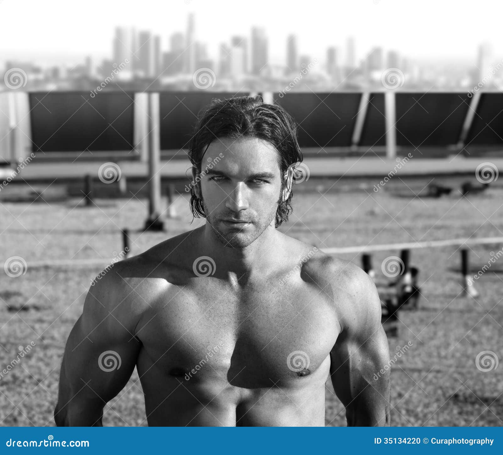 Modello Maschio Muscolare Sexy Fotografia Stock - Immagine di shirtless ...