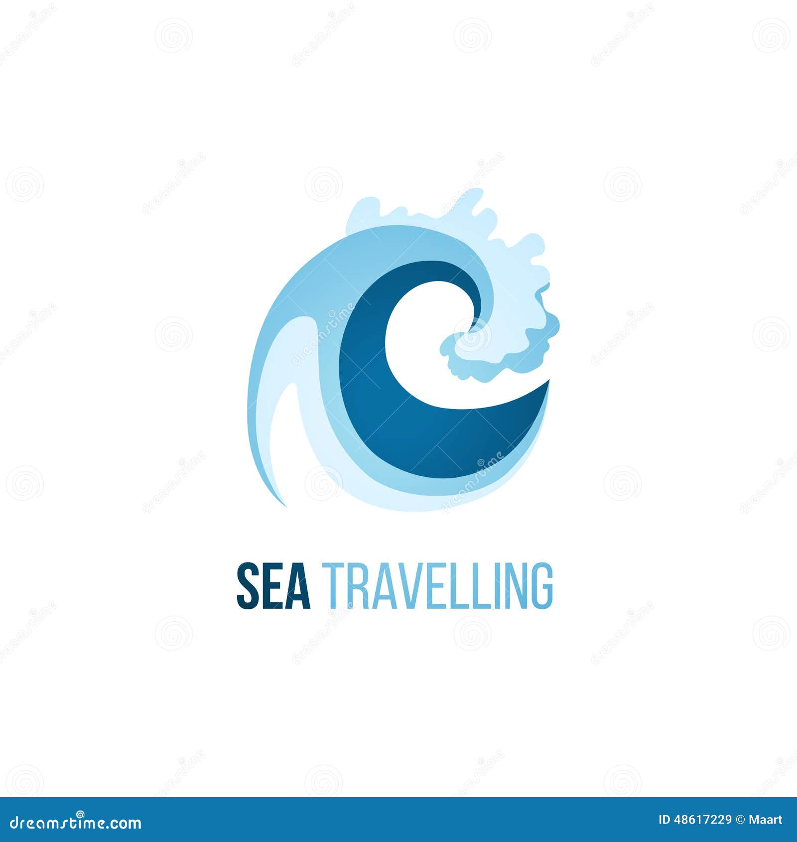 Modello Trevelling Di Logo Del Mare Con L'onda Illustrazione Vettoriale ...