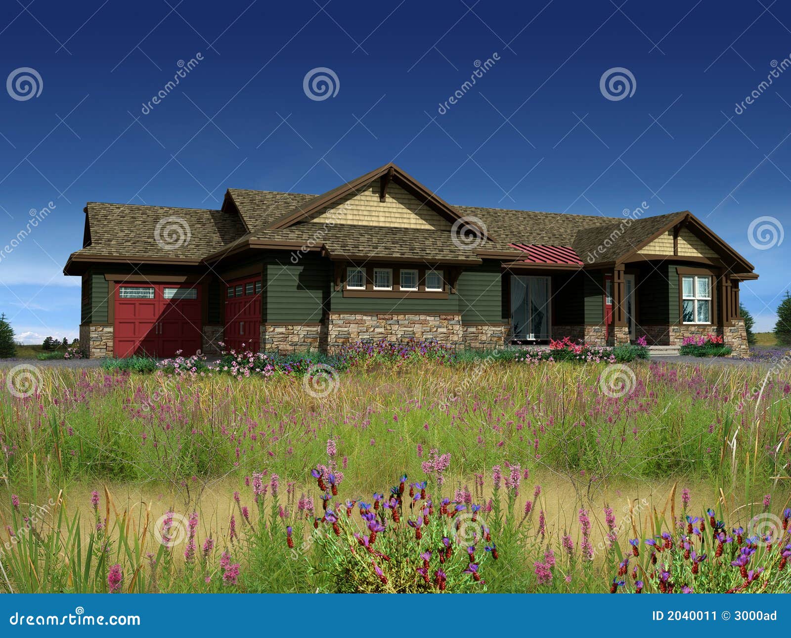Modelo 3d Da Casa De Rancho Imagem de Stock - Imagem de telhado, home ...