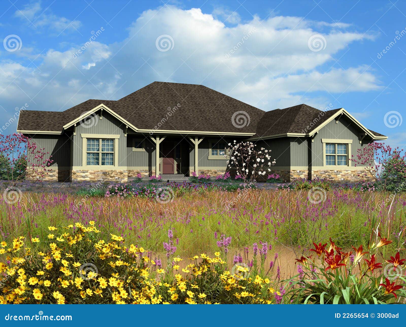 Modelo 3d De La Casa De Rancho Foto de archivo - Imagen de brillante ...