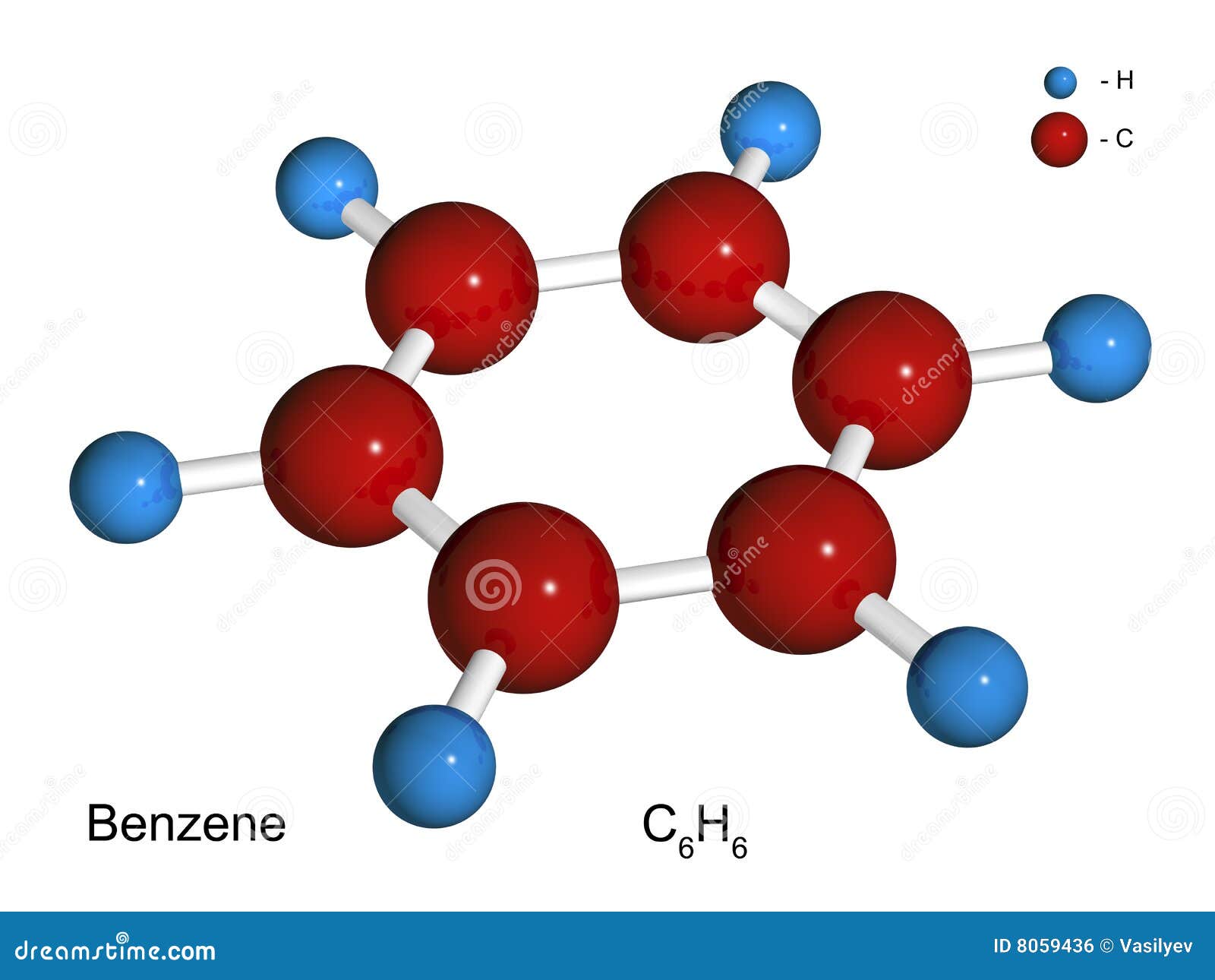 Modelo 3D Isolado De Uma Molécula Do Benzeno Ilustração Stock ...