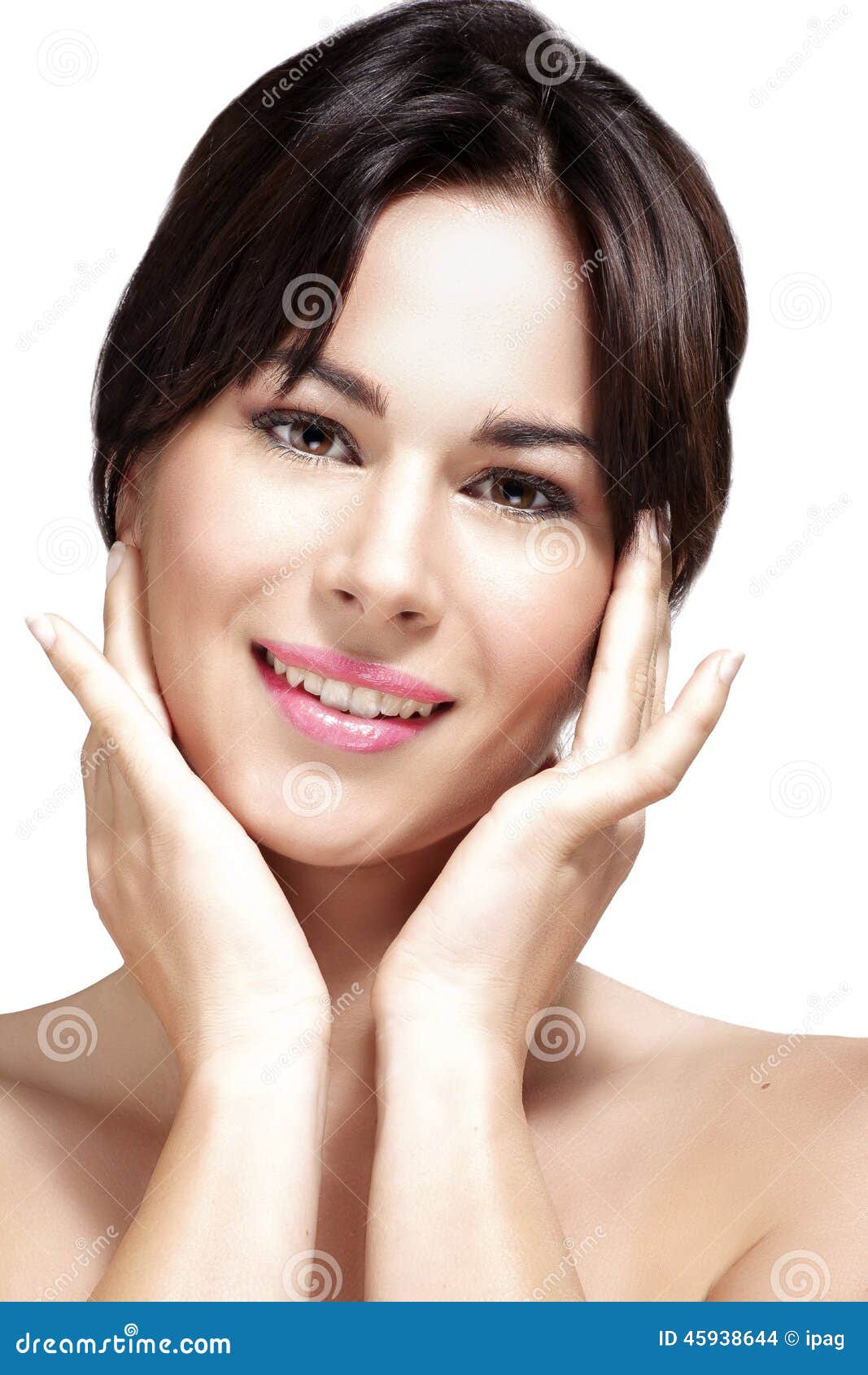 Modelo Bonito Que Mostra Sua Cara Perfeita Da Pele Foto de Stock ...