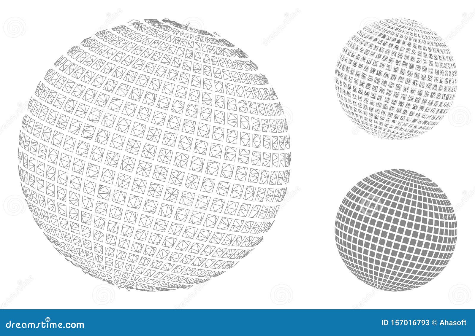 Modelo 2D De Vectores De Esfera Abstracta Cuadrado E Icono De Mosaico ...