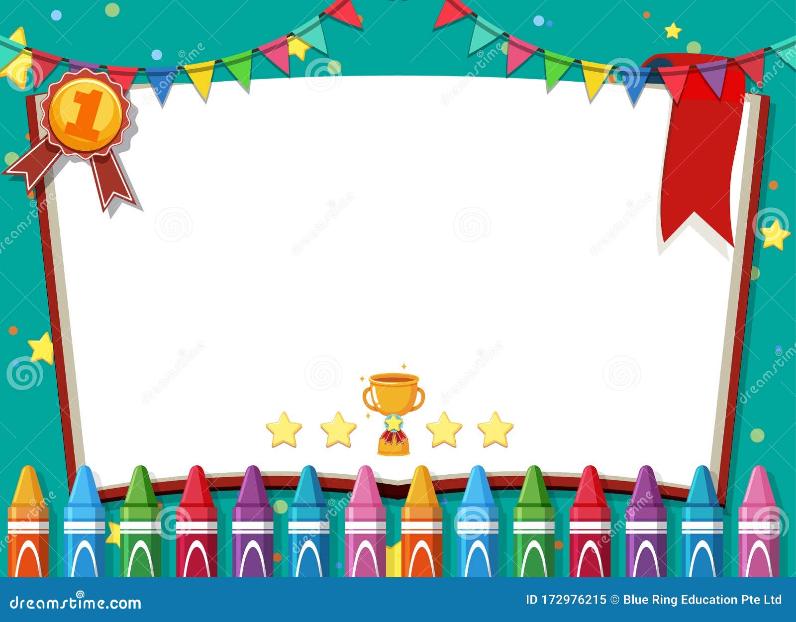 Modelo De Banner Com Crayons E Fundo Confetti Ilustração do Vetor ...