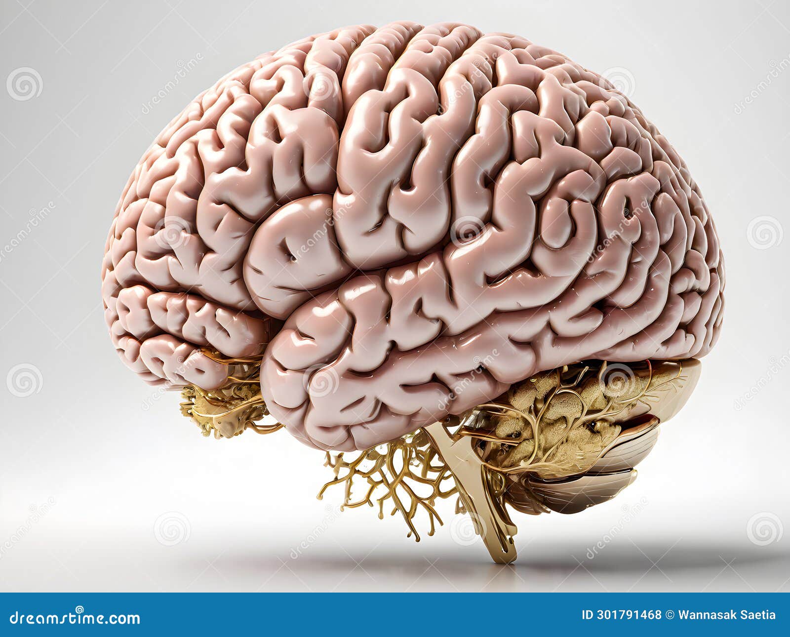 Modelo De Cerebro Humano Sobre Fondo Blanco Stock de ilustración ...