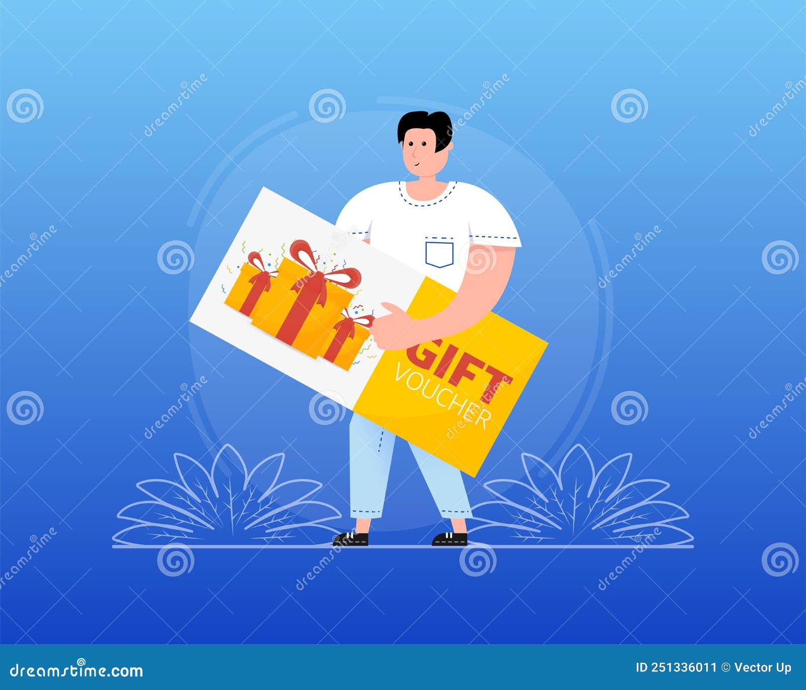 Modelo De Comprovante. Banner Do Vale-presente Sobre Fundo Azul ...