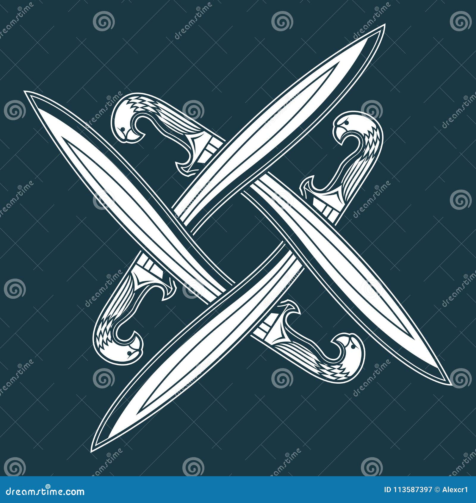 Modelo De Cuatro Espadas Cruzadas Ilustración del Vector - Ilustración ...