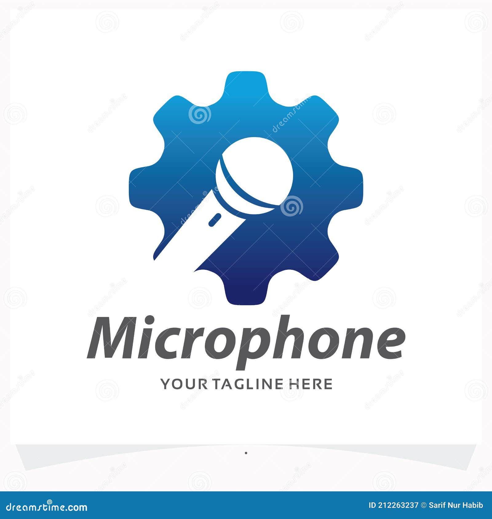 Modelo De Design Do Logotipo De Engrenagem De Microfone Ilustração do ...