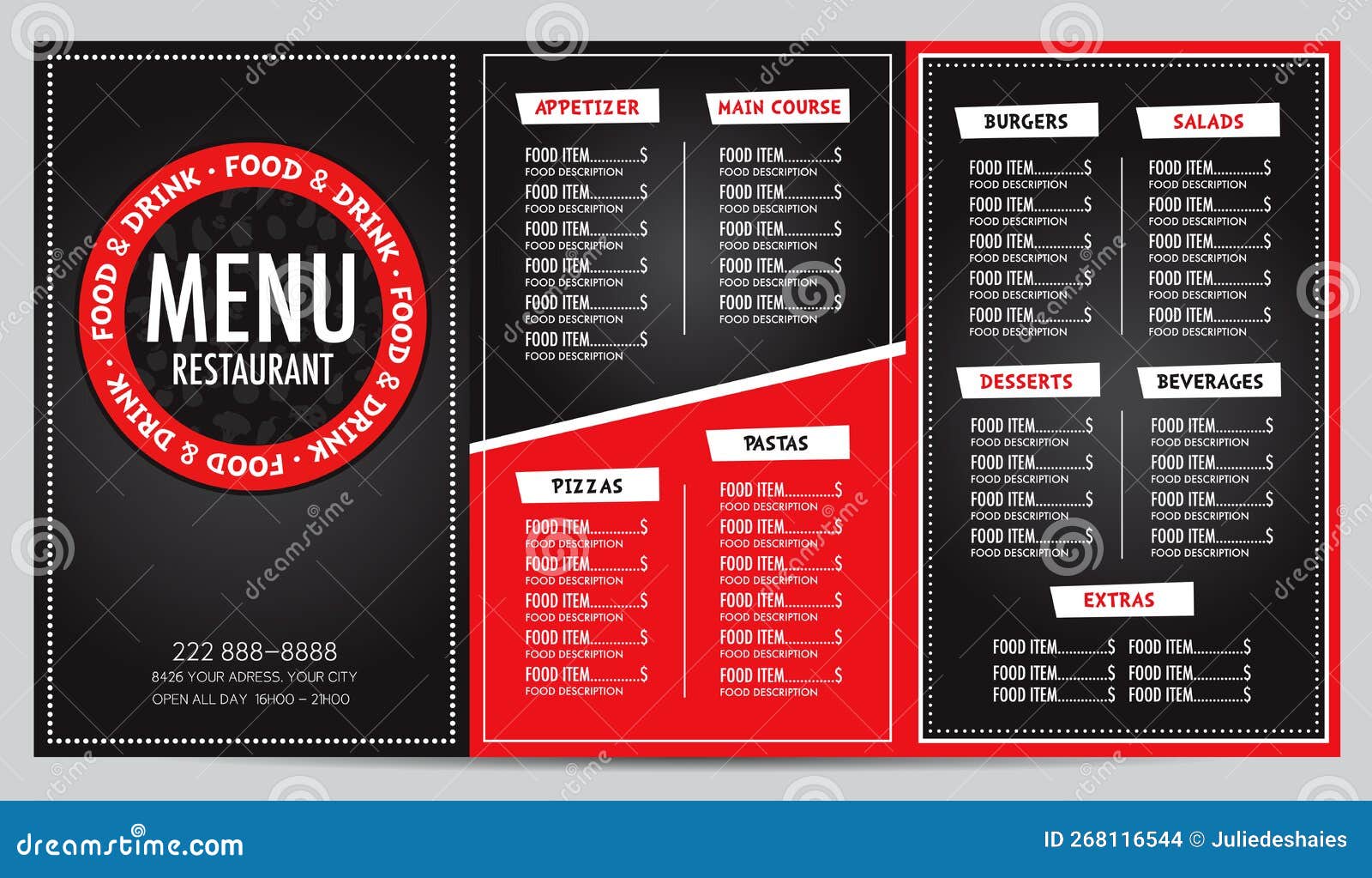 Modelo De Design Moderno Vermelho E Preto No Menu Do Restaurante ...