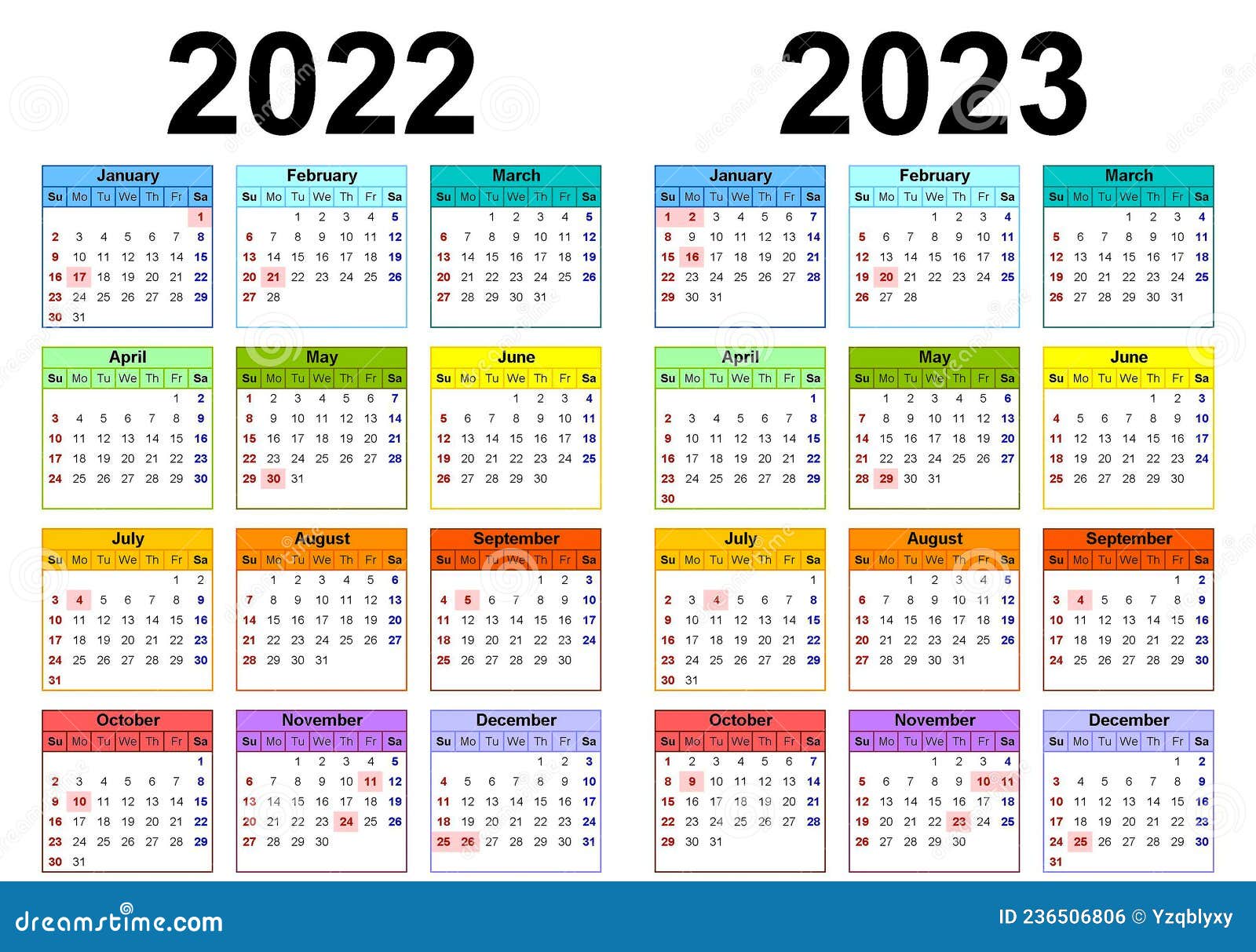 Modelo De Folha De Calendário 2022 2023 Ilustração Stock - Ilustração ...