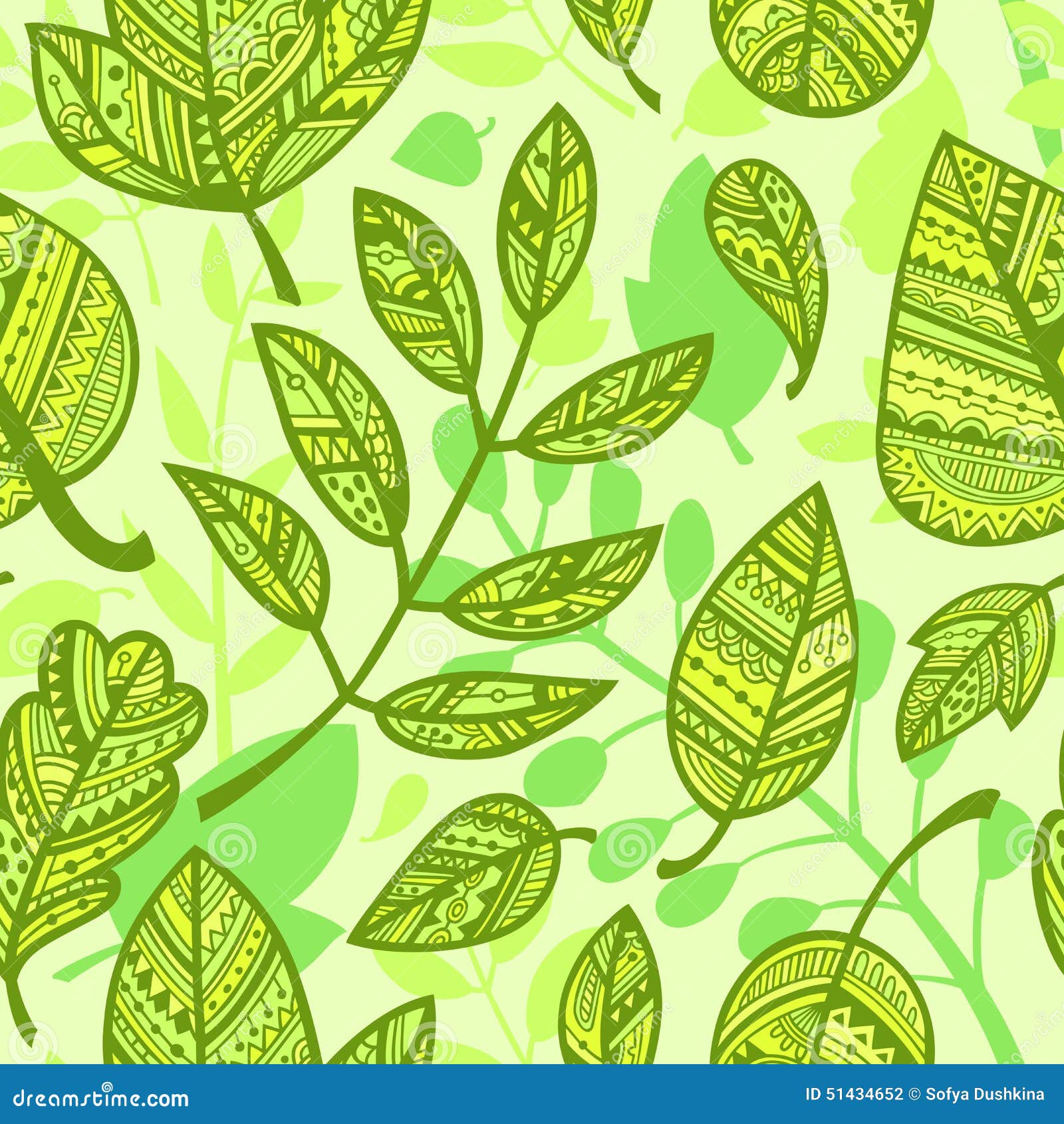 Modelo De Hojas Verdes Decorativas Ilustración del Vector - Imagen ...