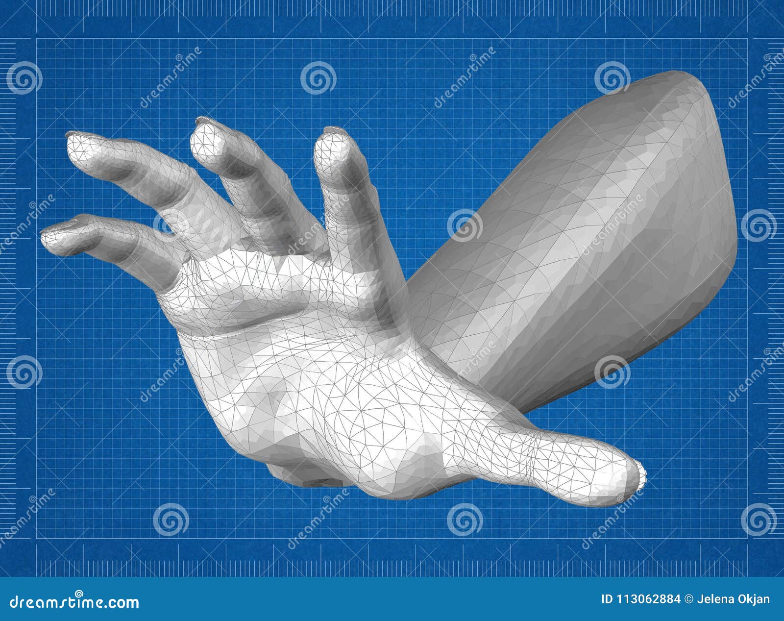 Modelo de la mano 3D stock de ilustración. Ilustración de escala ...