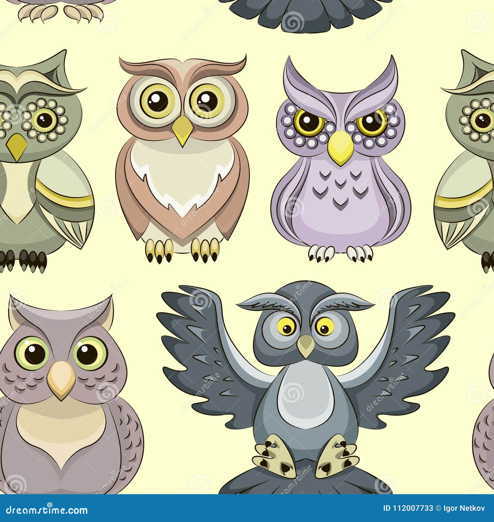 Modelo De Los Búhos Del Color Ilustración del Vector - Ilustración de ...