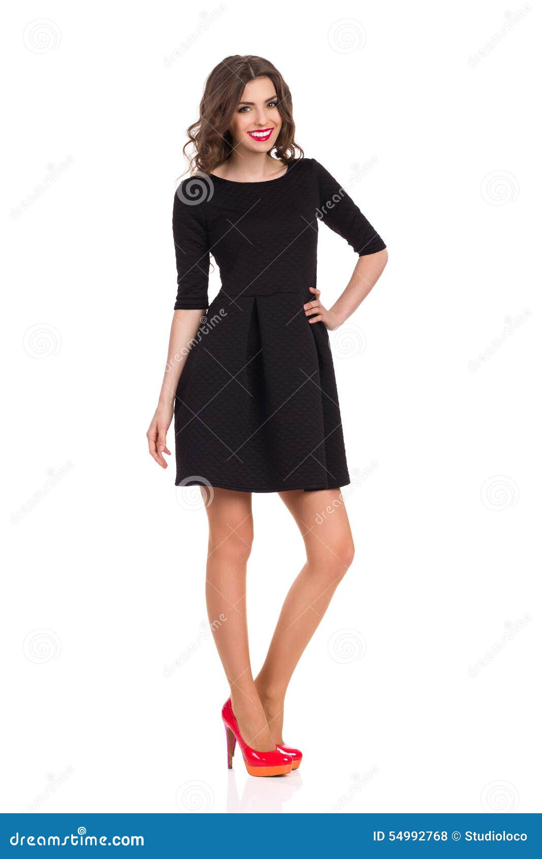 Modelo De Moda En Mini Dress Negro Foto de archivo - Imagen de ...