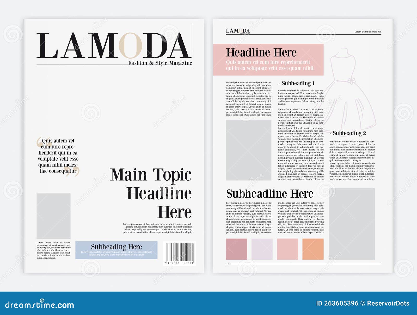 Modelo De Moda De Layout Gráfico E De Revista Estilo Ilustração Stock ...