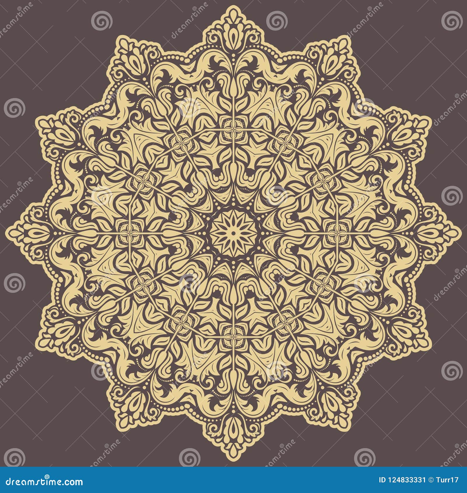 Modelo De Oro Redondo Del Vector Abstracto Oriental Ilustración del ...