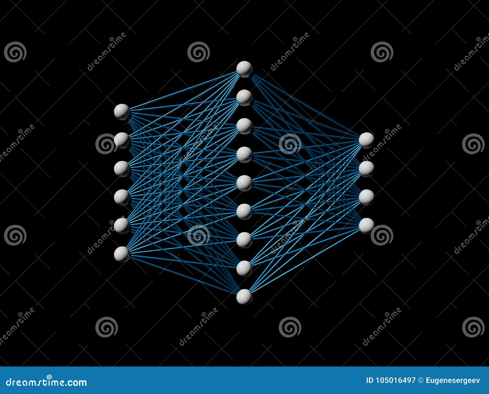 Modelo De Red Neuronal Aislado En Negro Stock de ilustración ...