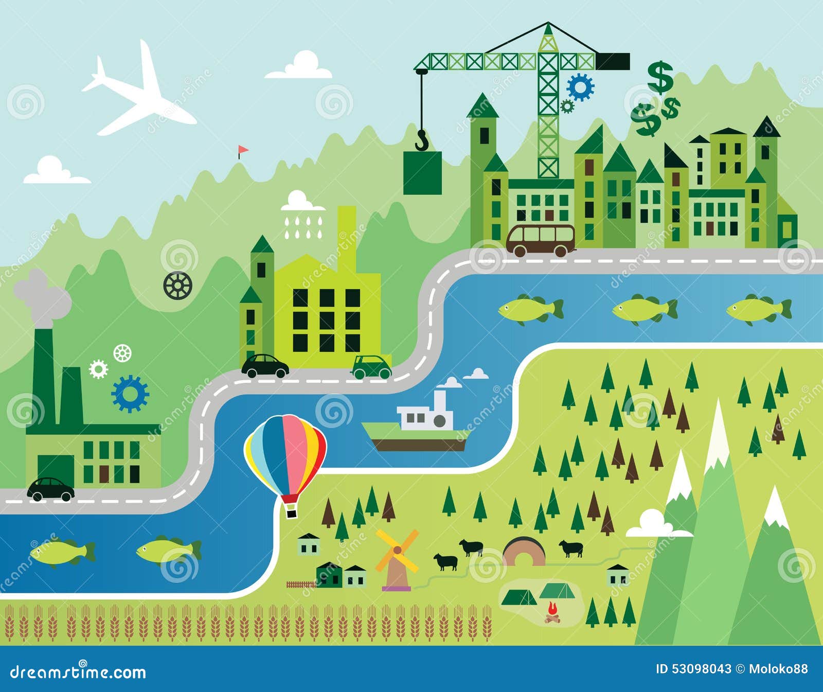 Modelo Del Mapa De La Historieta Ilustración del Vector - Ilustración ...