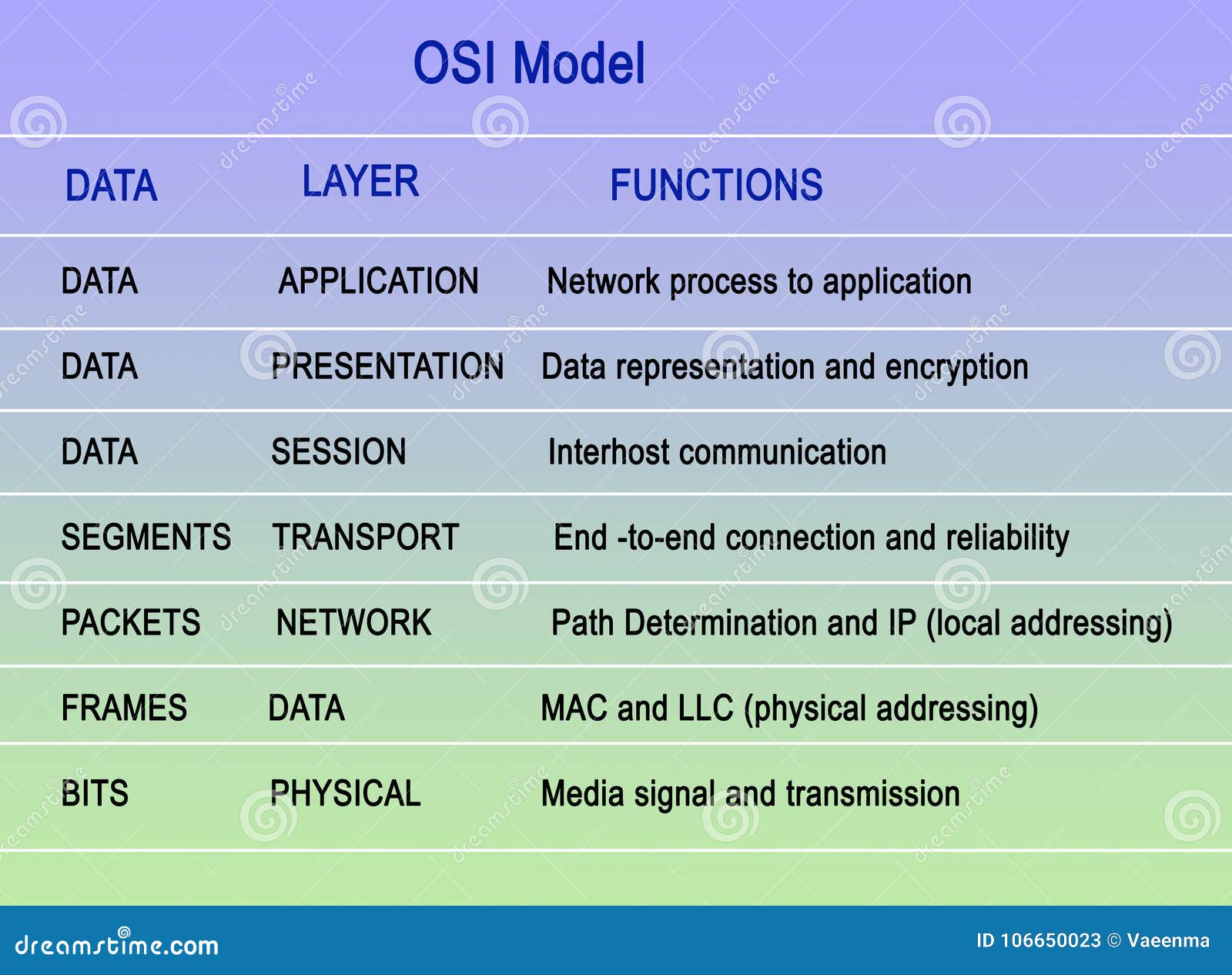 Modelo Del OSI (Open Systems Interconnection) Stock de ilustración ...