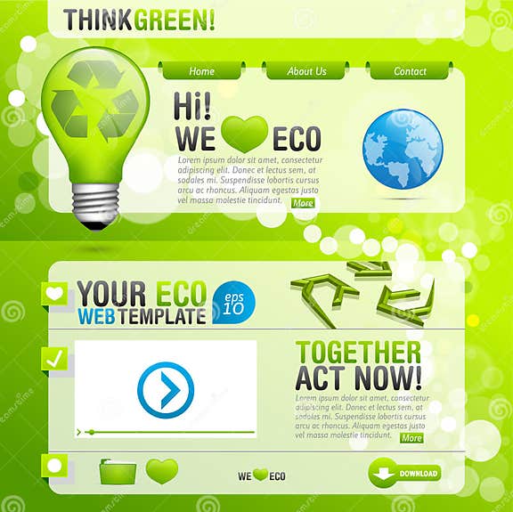 Modelo Del Web Con Tema Ecológico Stock de ilustración - Ilustración de ...
